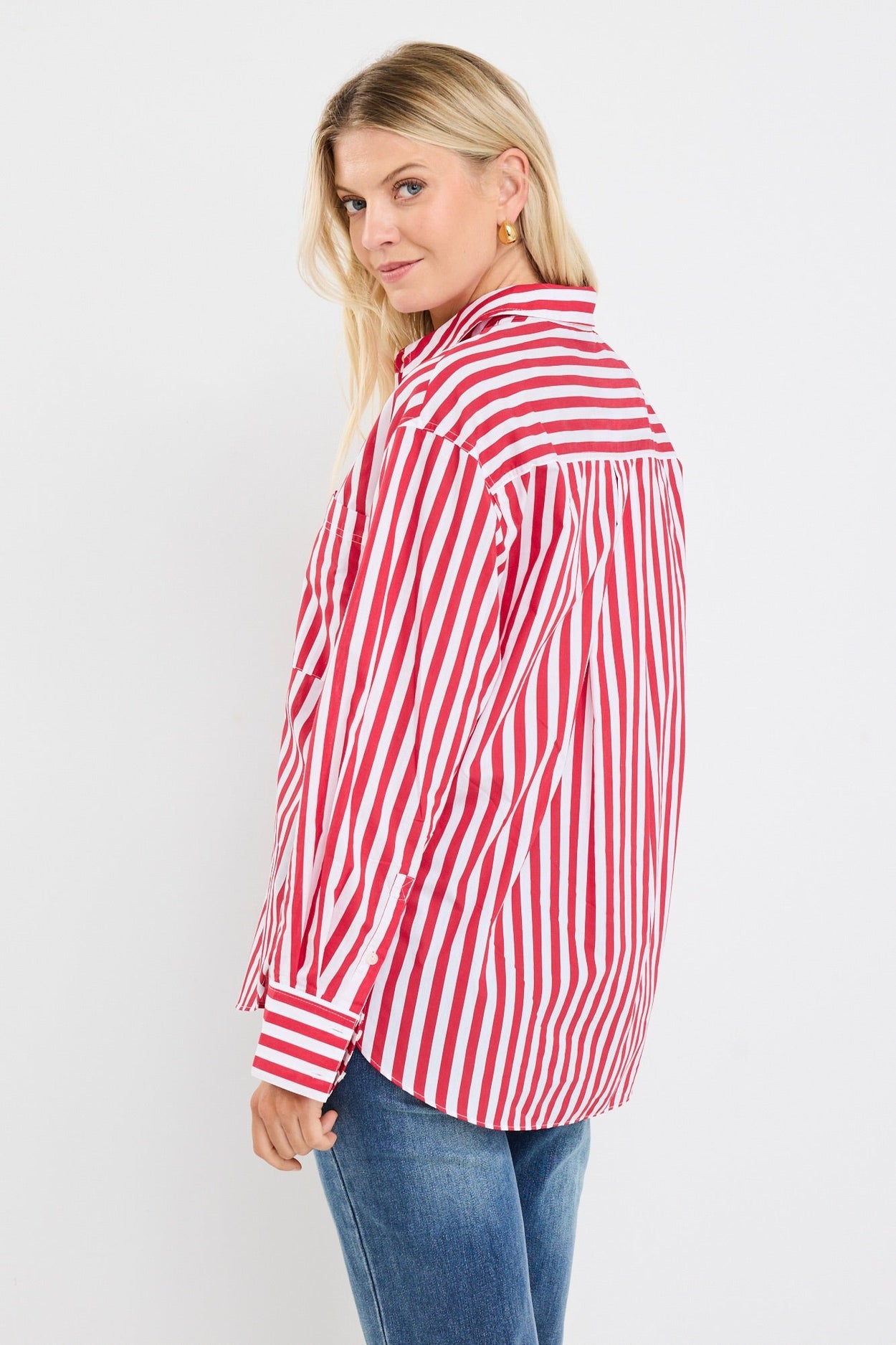 Shop You Got This Red Stripe Oversized Shirt | Flo & Frankie