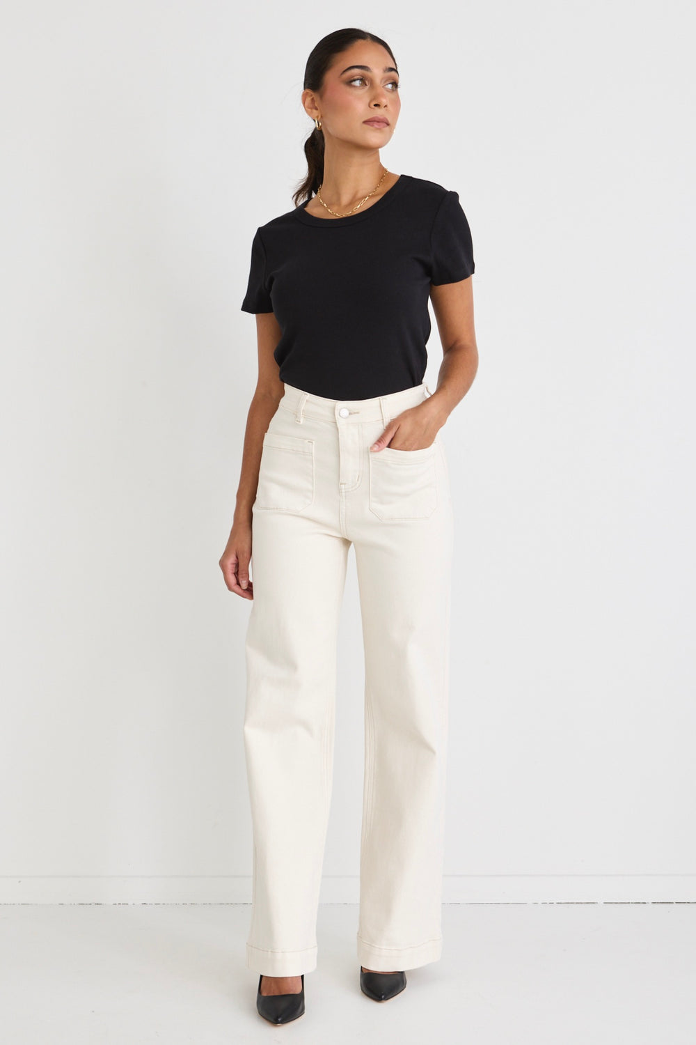 Shop Beige Wide Leg Jean Online | Flo & Frankie