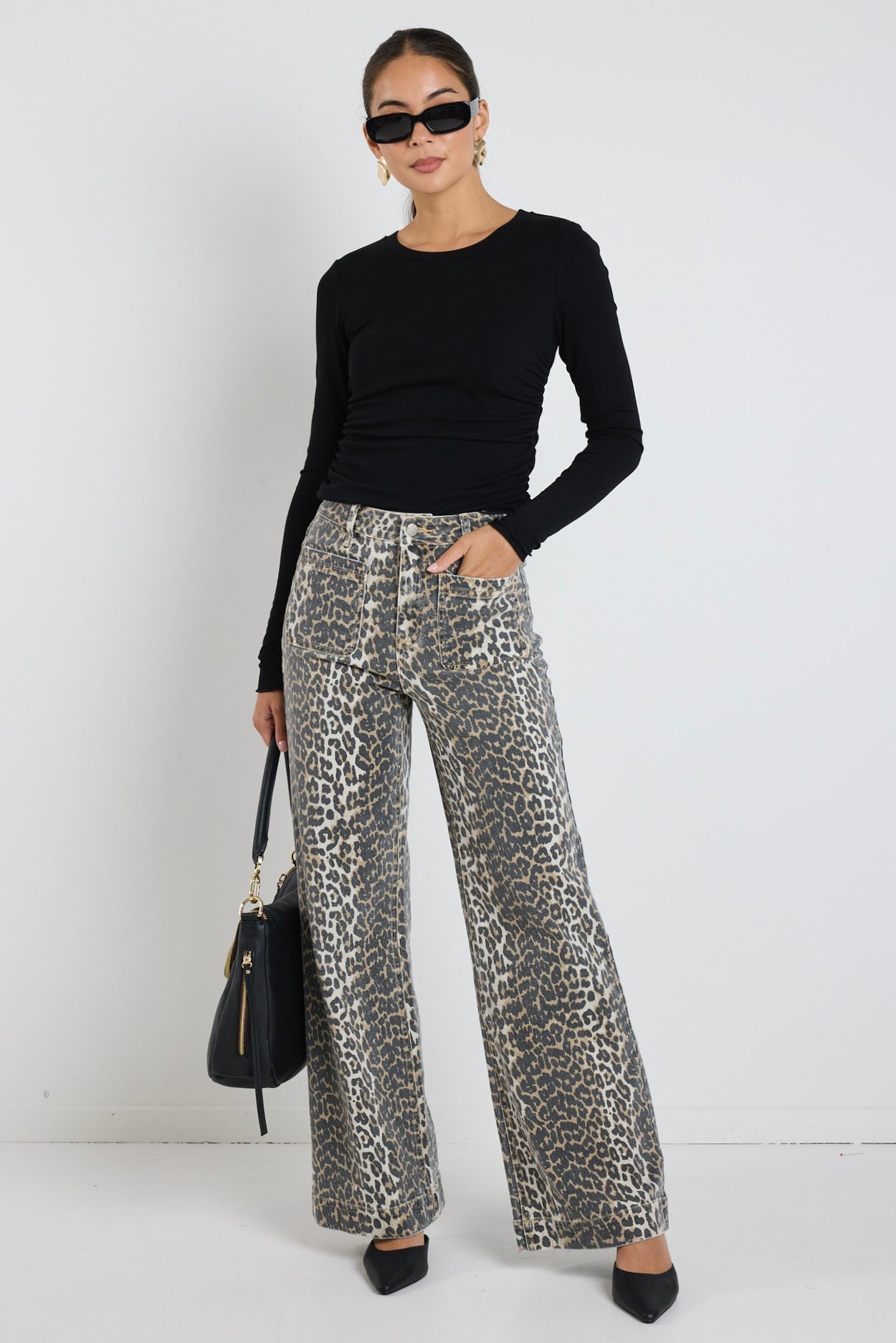 Shop Zoey Leopard High Rise Wide Leg Pocket Jean | Flo & Frankie