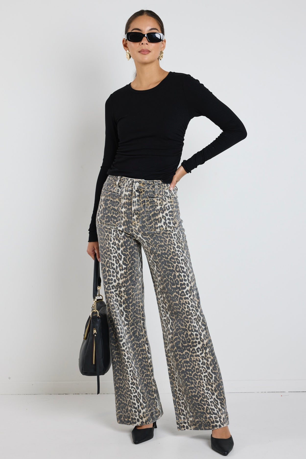 Shop Zoey Leopard High Rise Wide Leg Pocket Jean | Flo & Frankie