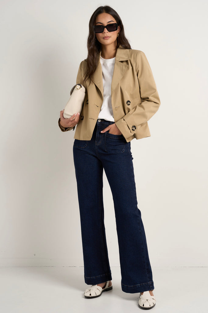 Shop Pathway Camel Cropped Trench Jacket | Flo & Frankie