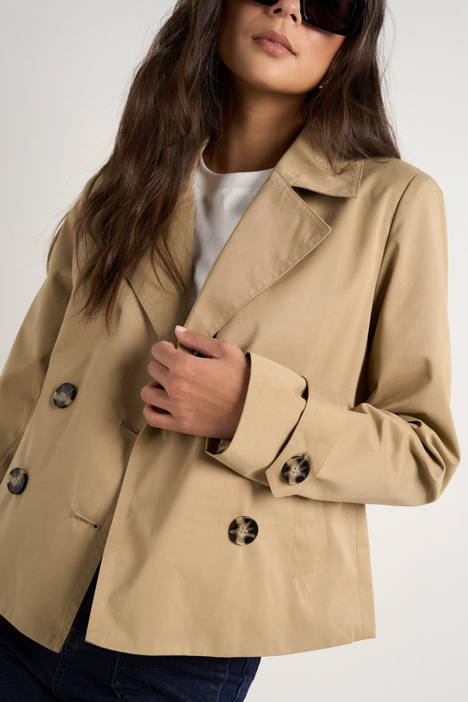 Shop Pathway Camel Cropped Trench Jacket | Flo & Frankie