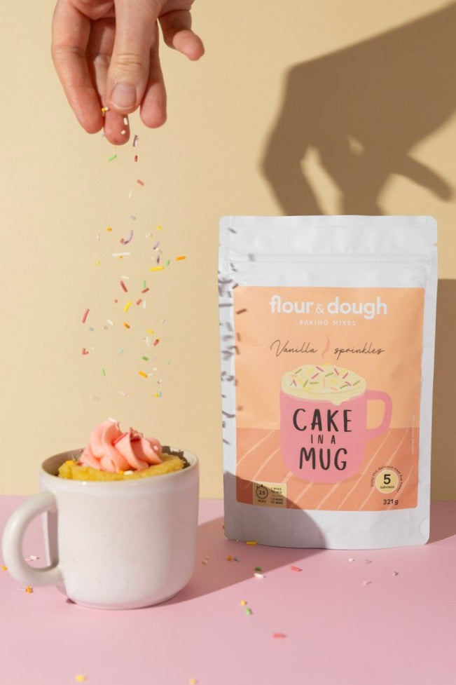 Shop Cake In A Mug Vanilla Sprinkles Baking Mix | Flo & Frankie