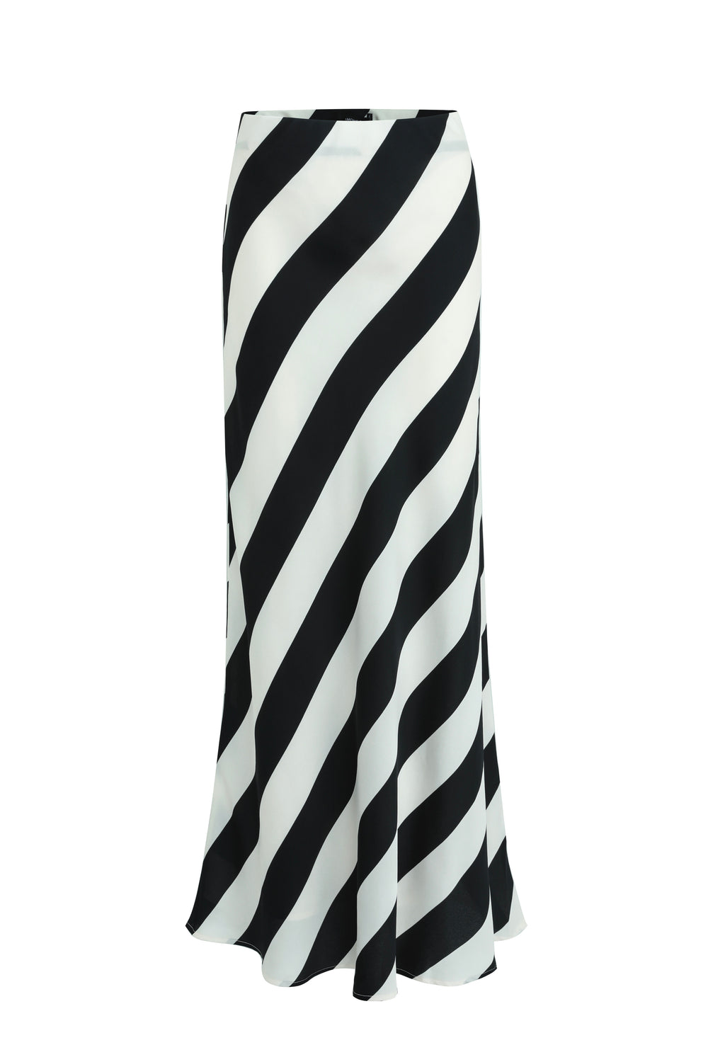 Shop Fiery Black White Stripe Satin Bias Maxi Skirt | Flo & Frankie