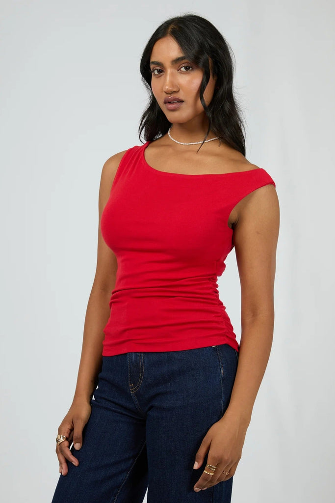 Shop Kylie Red Off Shoulder SS Top | Flo & Frankie