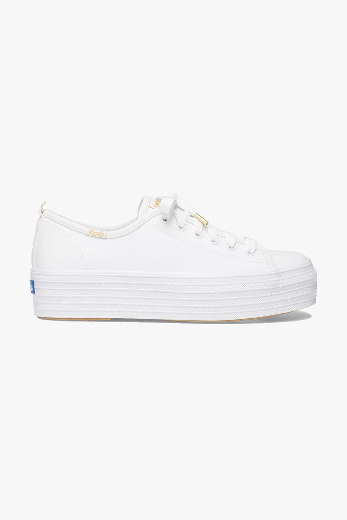 Shop Triple Up White Leather Platform Sneaker | Flo & Frankie