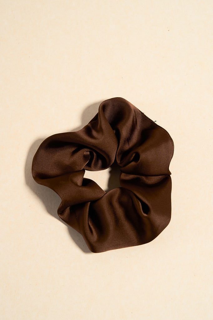 Shop Large Brown Satin Scrunchie | Flo & Frankie