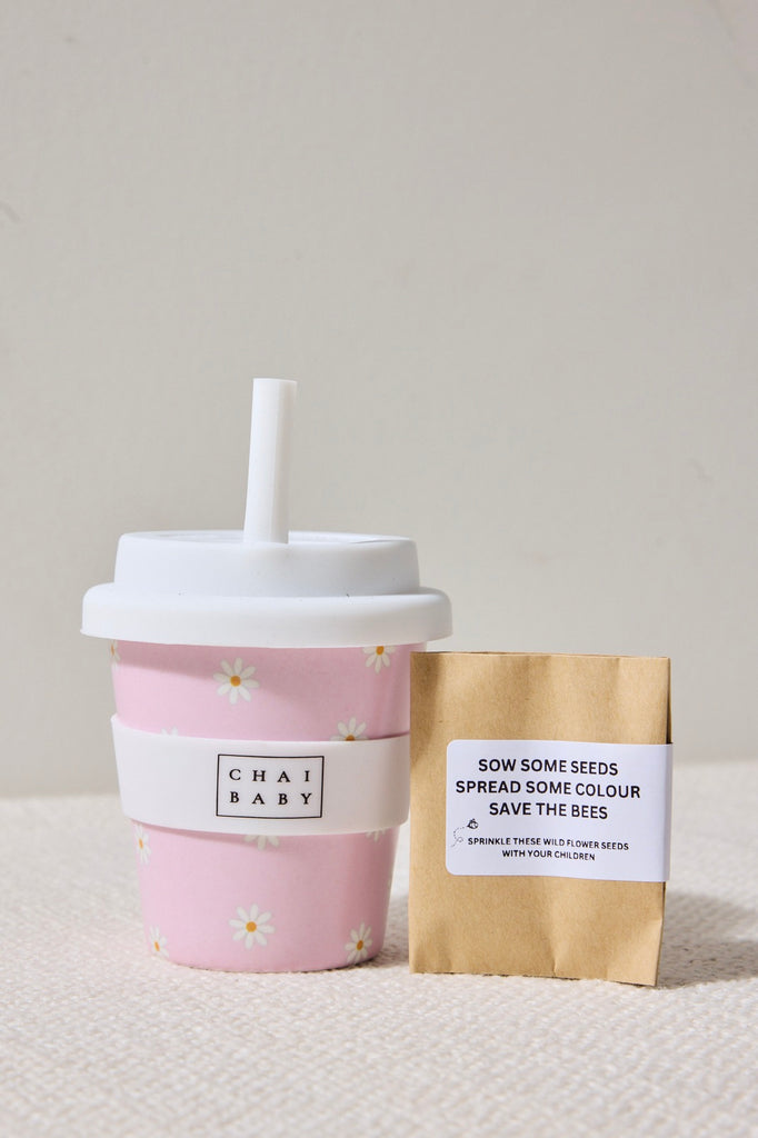 Shop Delightful Pink Daisy Babyccino + Fluffy Cup | Flo & Frankie
