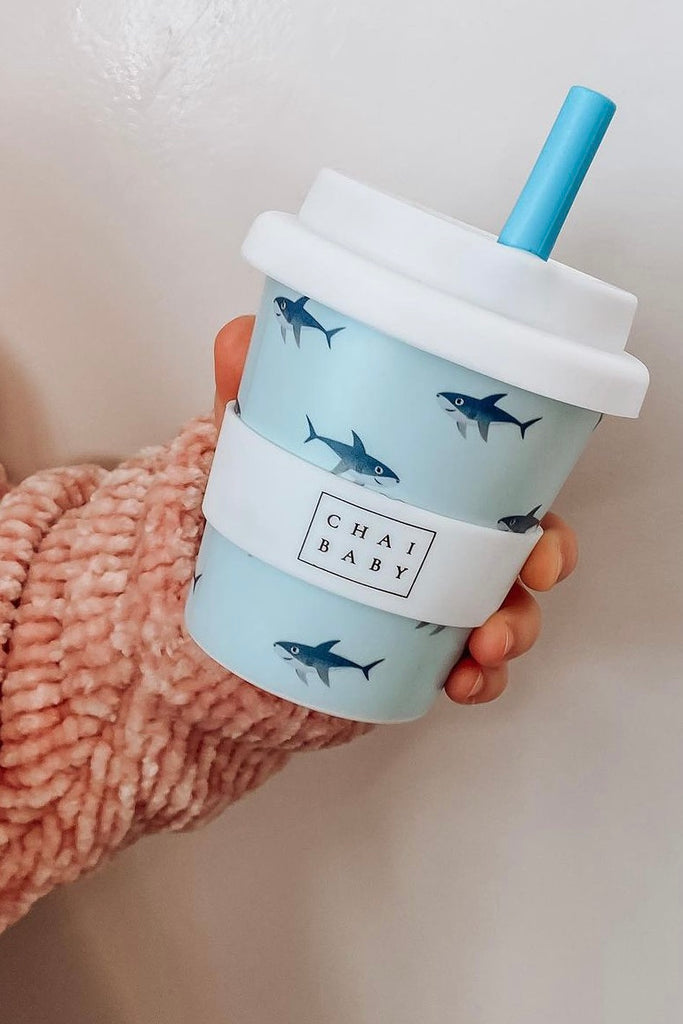 Shop Silly Blue Shark Babyccino + Fluffy Cup | Flo & Frankie