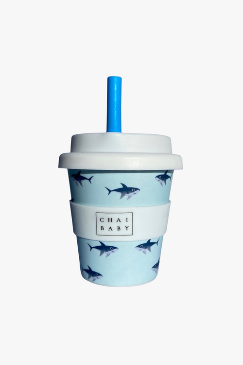Shop Blue Shark Babyccino Fluffy Cup Online | Flo & Frankie