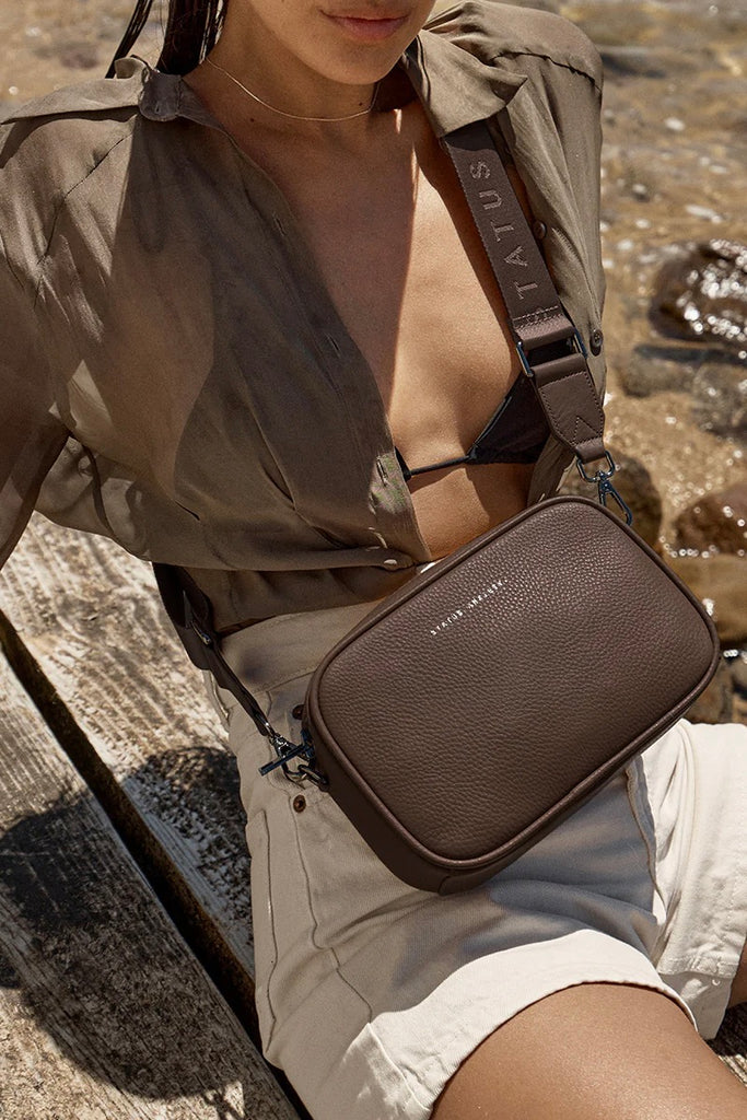 Shop Plunder Cocoa Crossbody Bag Webbed Strap | Flo & Frankie