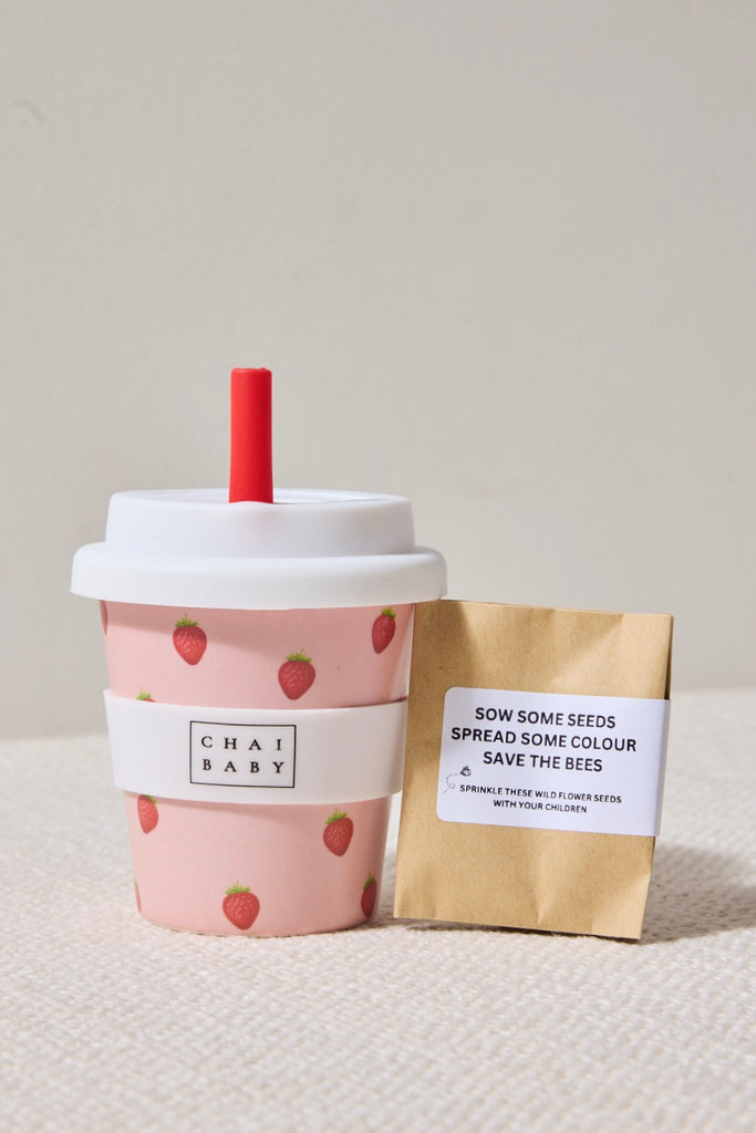 Shop Strawberry + Cream Babyccino + Fluffy Cup | Flo & Frankie