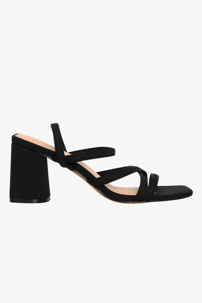 Shop Suki Black Strappy Mid Heel | Flo & Frankie