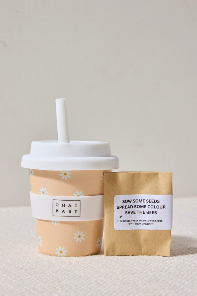 Shop Natural Tan Daisy Babyccino + Fluffy Cup | Flo & Frankie