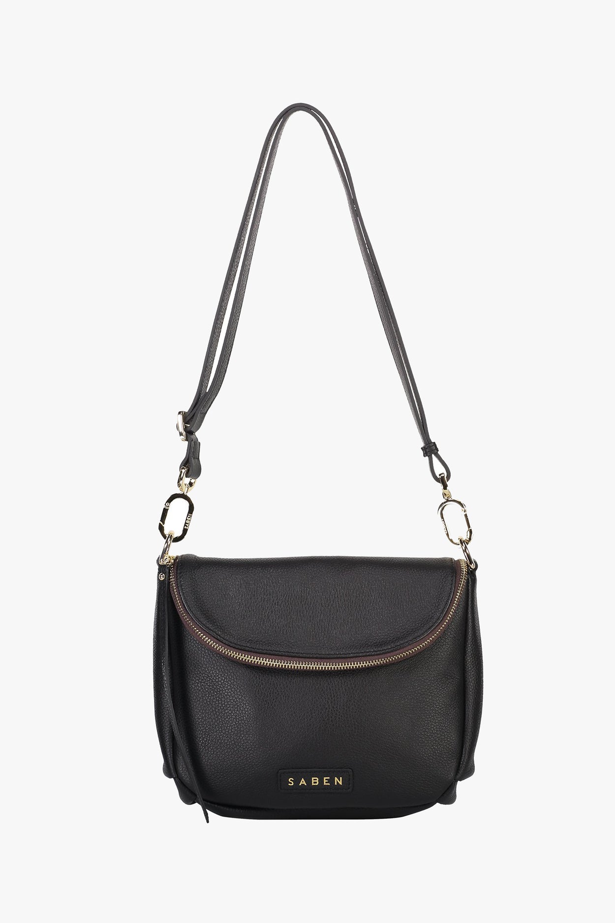 Shop FiFi Black Fold Over Leather Shoulder Bag | Flo & Frankie