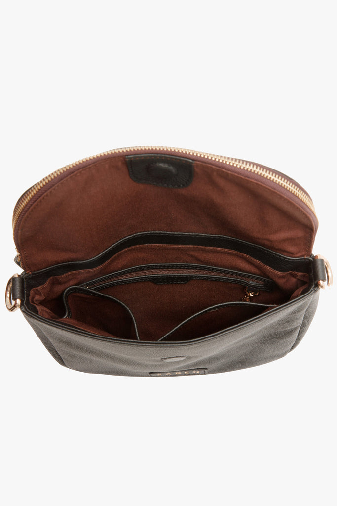 Shop FiFi Black Fold Over Leather Shoulder Bag | Flo & Frankie