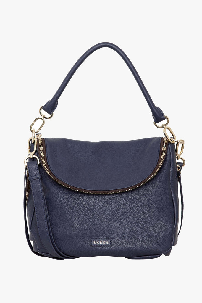 Shop Frankie Fold Over Midnight Blue Shoulder Bag | Flo & Frankie