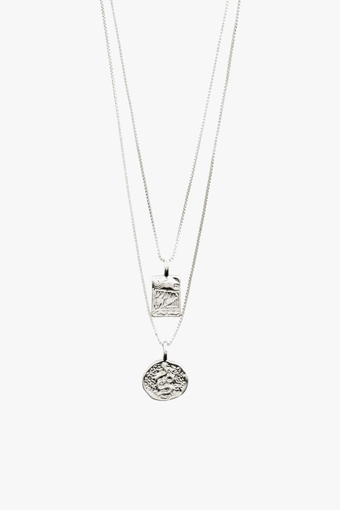 Shop Valkyria Silver Plated Pi Double Chain EOL Necklace | Flo & Frank